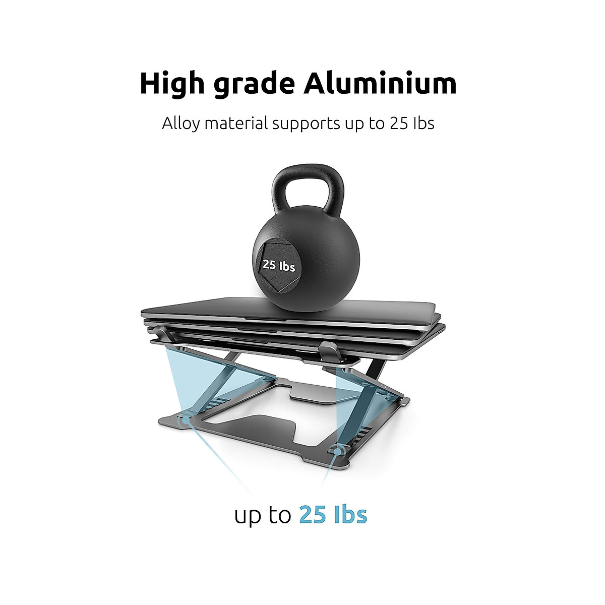 2023 Laptop Stand – Lightweight & Durable Metal Design - Aluminum Foldable Portable Computer Stand - Ergonomic Laptop Holder - Multi-Angle Notebook Riser – for All Laptops 11-17” (Space Grey)