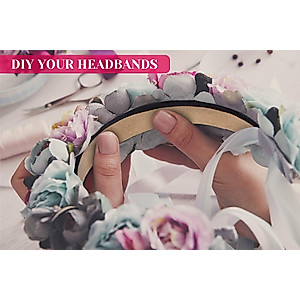 anezus 16 Pcs Satin Headbands Bulk 1 Inch Anti-slip Black Ribbon Hair Bands Plain Hard Headbands for Women Girls DIY Craft Hair Accessories (Black)