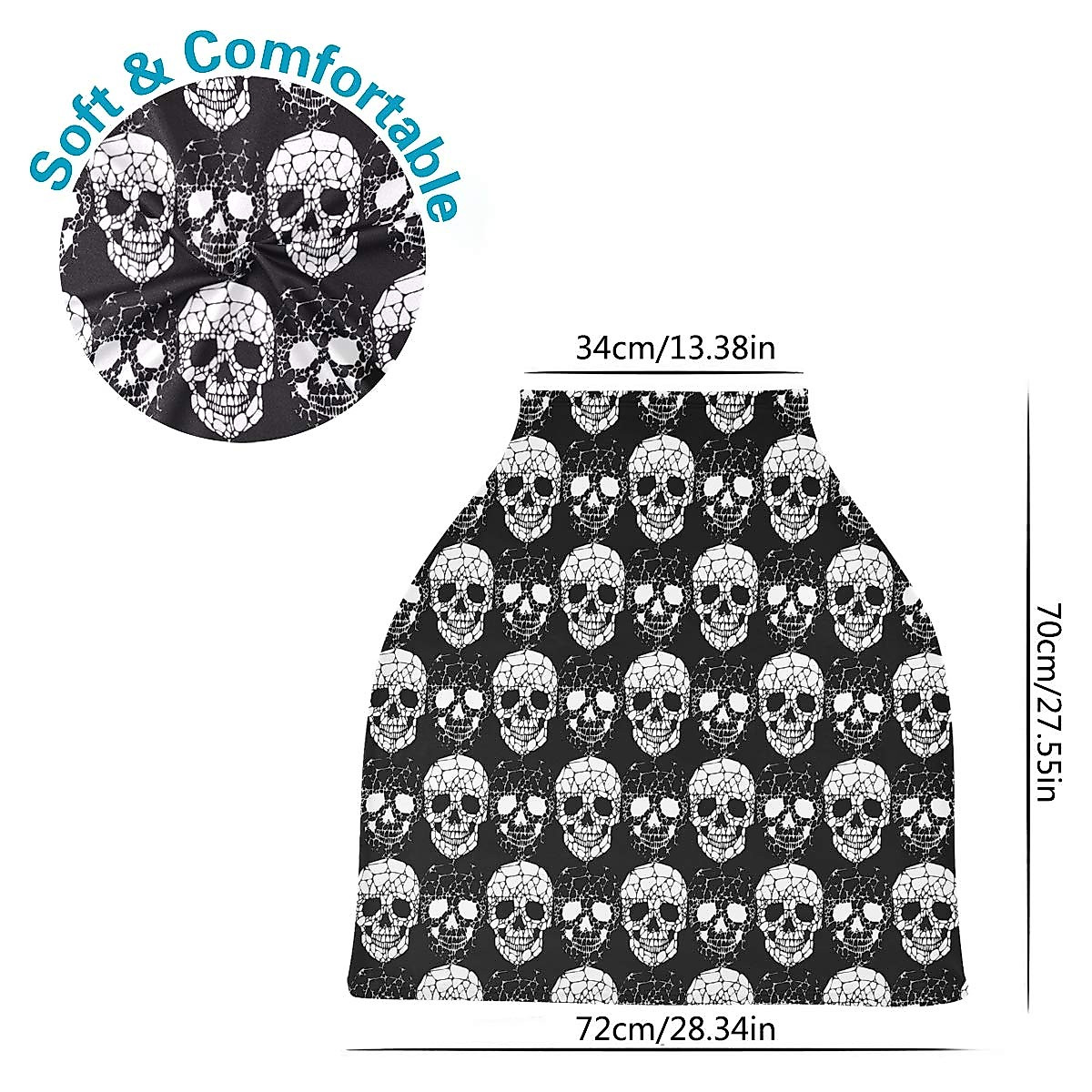 Nursing Cover Breastfeeding Scarf Gothic Skull- Baby Car Seat Covers, Stroller Cover, Carseat Canopy (n)