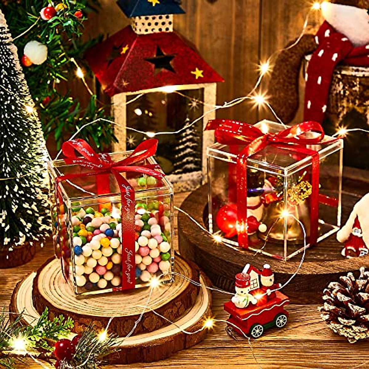 Juexica 12 Pieces Clear Acrylic Plastic Square Cube Small Acrylic Box with Lid Decorative Storage Boxes Jewelry Display Box Mini Clear Container for Home Candy Pill and Tiny Jewelry (4 x 4 x 4 Inch)