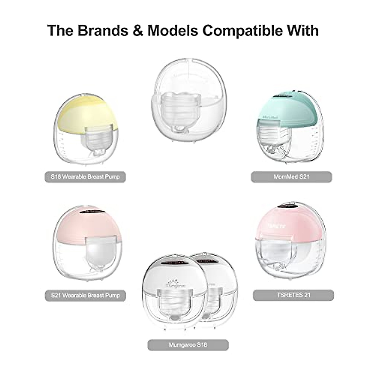 Wearable Breast Pump Accessories Replacement Parts Flange 24mm, Duckbill Valve, Silicone Diaphragm, Milk Collector Cup Compatible with MOMMED Mumgaroo MISSAA TSRETE Bioby S18 S21 S23