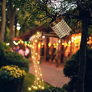 Solar Watering Can with Cascading Lights, Watering Can Lights Solar Powered, Solar Garden Lights Outdoor, for Patio Yard Pathway Walkway Decorations (1 Pack)