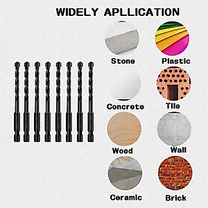 Mgtgbao 5MM Masonry Drill Bits, 8PC 3/16” Concrete Drill Bit Set for Tile,Brick, Plastic and Wood,Tungsten Carbide Tip Best for Wall Mirror and Ceramic Tile.