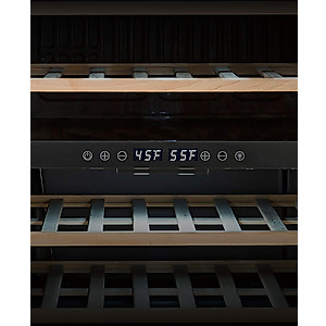 Kalorik WCL 44446 SS Cooler 29-Bottle Dual-Zone Compressor Wine Cellar, Stainless Steel, Black Body