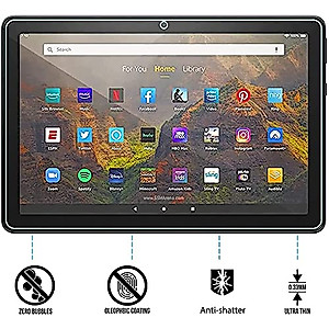 KONCOOL [2-Pack] All-new Fire HD 10 2021/Fire HD 10 Kids/Fire HD 10 Kids Pro/Fire HD 10 Plus Screen Protector,HD Anti-Scratch Anti-Fingerprint 9H Hardness Tempered Glass (10.1 Inch)，for 2021/2023 Released