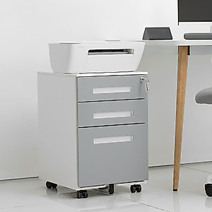 YIGUO 3 Drawer Mobile File Cabinet with Lock