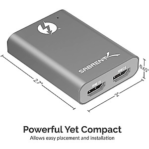 SABRENT Thunderbolt 3 to Dual HDMI 2.0 Display Adapter for Windows or Mac | up to 4K Resolution at 60Hz | Detachable Cable with Screw-in Lock (TH-S3H2)