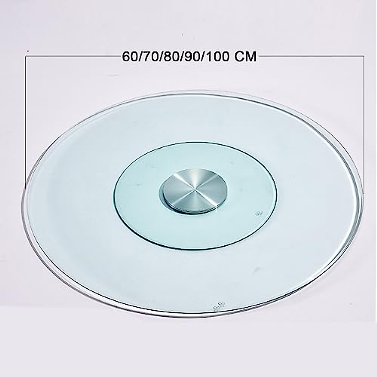 HASMI Lazy Susan Large, 8mm Tempered Glass Round Turntable, Kitchen Dining Table Rotating Tray, Aluminum Alloy Bearing, Easy to Share All Food