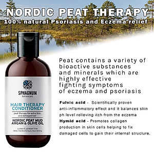Sphagnum Botanicals Psoriasis Conditioner - Peat Mud Treatment for Thin, Dry and Damaged Hair. Best Hypoallergenic Minerals with Argan & Olive Oil for Silky Hair. Paraben, Sulfate Free. 8.45 oz
