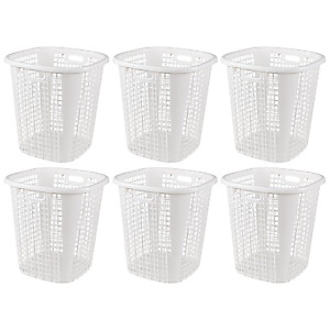 Xowine 50 L Tall Plastic Laundry Hamper Basket, Set of 6 Plastic Dirty Clothes Basket with Handle, White