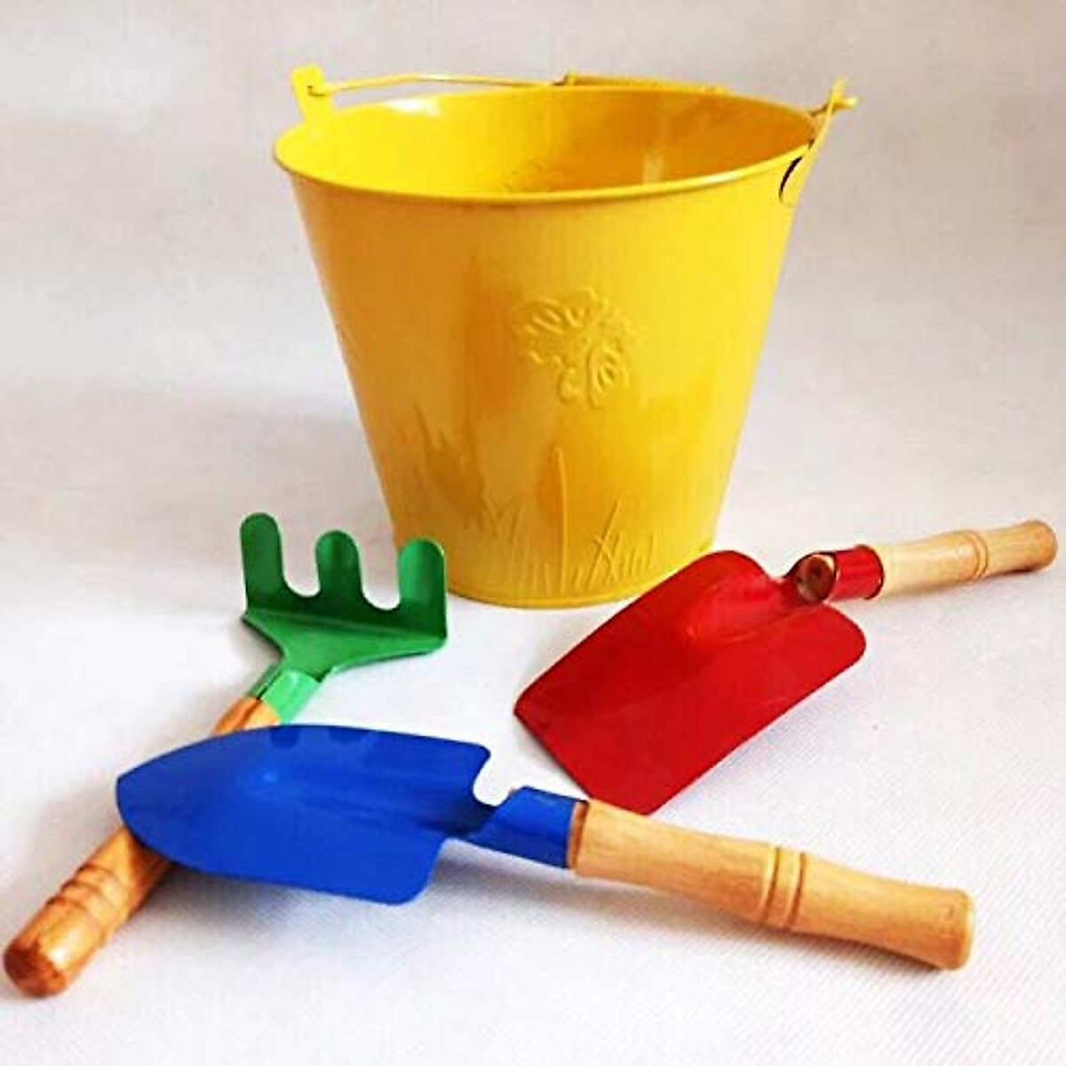 Kids Gardening Tools Set, 6PCS Gardening Tools for Kids Metal with Sturdy Wooden Handle Safe Gardening Tools 8" Children Beach Sandbox Toy