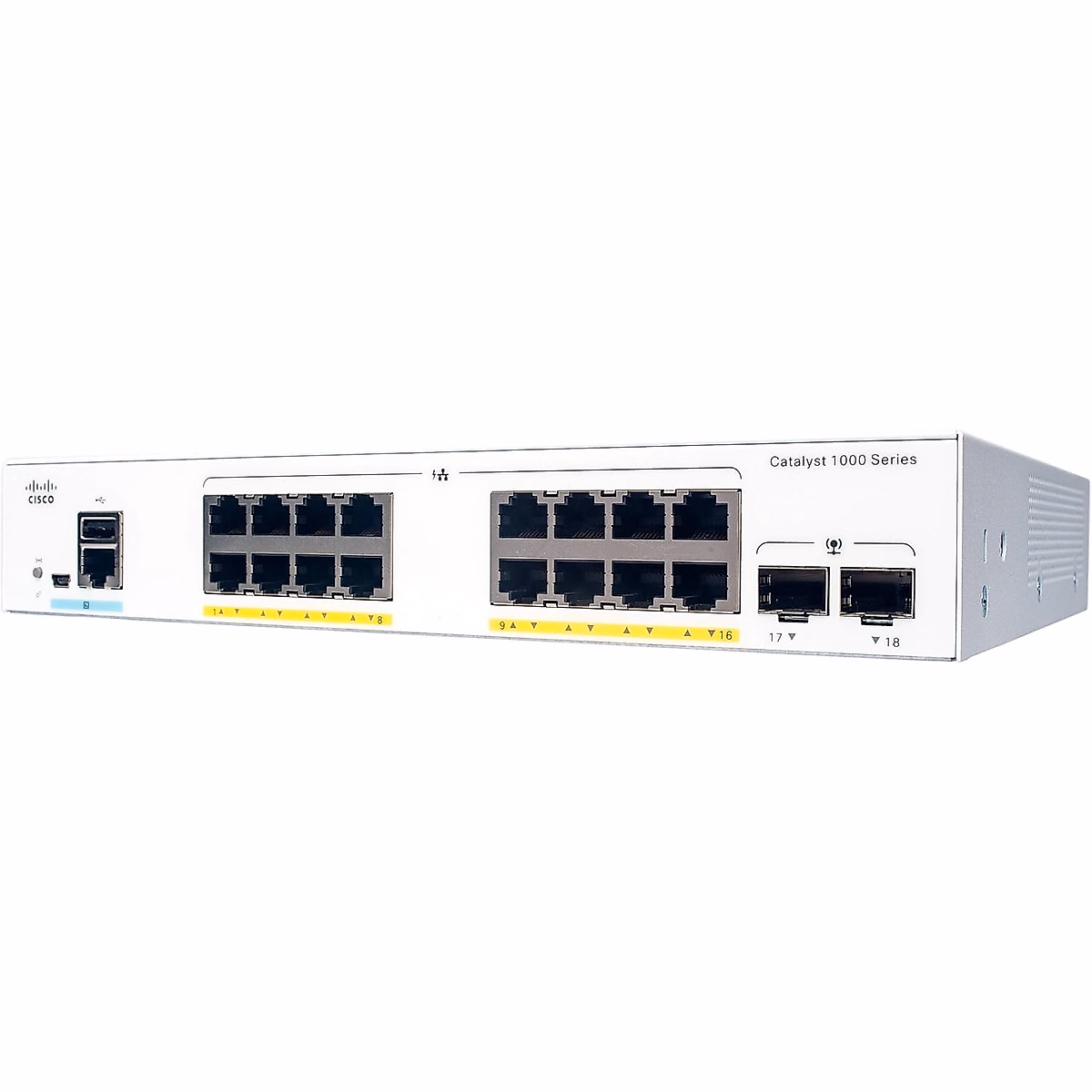 Cisco Catalyst 1000-16P-2G-L Network Switch, 16 Gigabit Ethernet PoE+ Ports, 120W PoE Budget, 2 1G SFP Uplink Ports, Fanless Operation, Enhanced Limited (C1000-16P-2G-L)