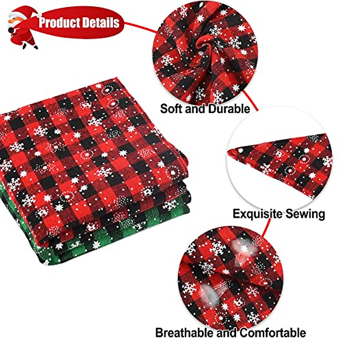 Malier 2 Pack Dog Bandana Christmas Classic Plaid Snowflake Pet Scarf Triangle Bibs Kerchief Set Pet Costume Accessories Decoration for Small Medium Large Dogs Cats Pets (Large, Red + Red)