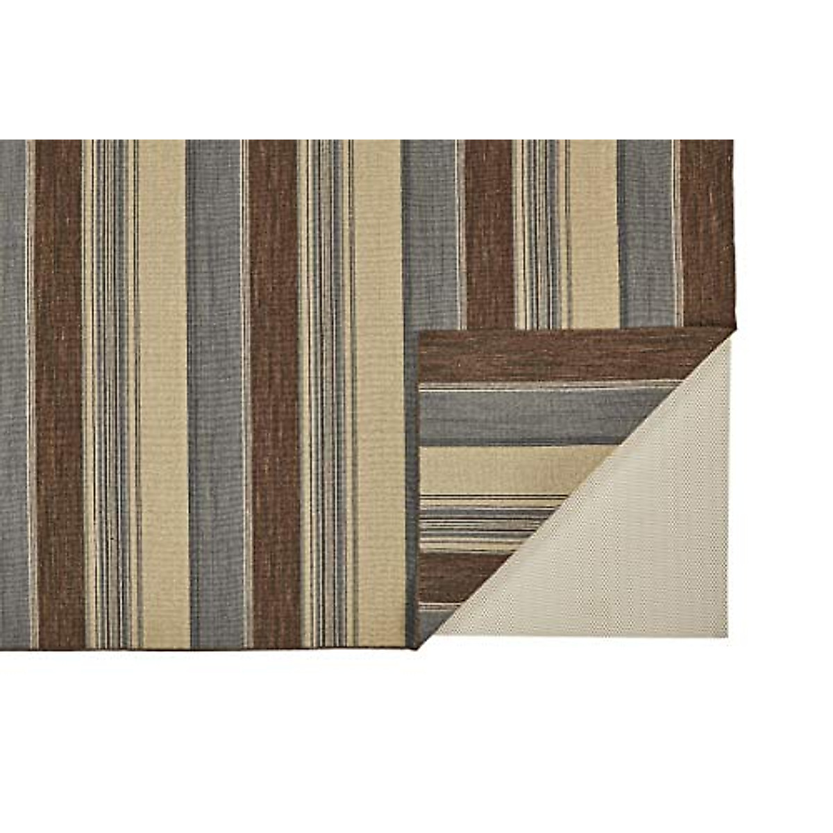Feizy Rugs - Silva Natural Wool Dhurrie Area Rug - Stripes - Gray/Brown - 8ft x 10ft