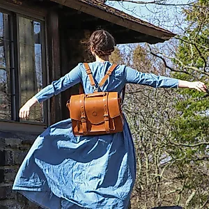 ECOSUSI Backpack for Women Briefcase Messenger Laptop Bag Vegan Leather Satchel Work Bags Fits 15.6 inch Laptops, Brown