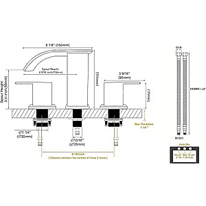 LOOPAN Bathroom Faucet for 3 Hole, Waterfall Matte Black 8 Inch Widespread Bathroom Faucets & Parts, Modern 3 Piece Bathroom Sink Faucet, Touch On Bathroom Sink Faucet with Drian&Hoses