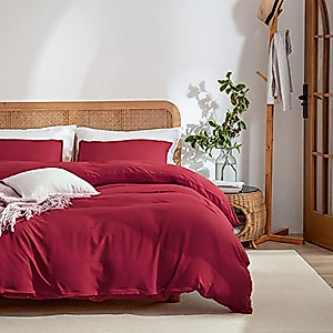 Red Duvet Cover King, 100% Washed Microfiber 3 Pieces Solid Color Casual Red Bedding Set for Men and Women, with Zipper Closure, Luxury Ultra Soft Relaxed Feel Natural Wrinkled Comfy (Red, King)