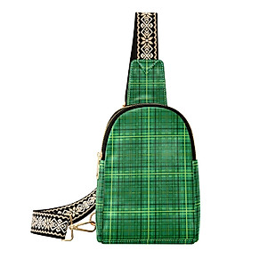 Women Crossbody Sling Backpack St-patrick-british-green-plaid Girl Chest Bag Daypack for Hiking Traveling
