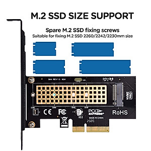 M.2 NVME SSD to PCIe 4.0/3.0 x4 Adapter, M.2 2280 2260 2242 2230 SSD to PCIe 4.0/3.0 x4 Host Controller Adapter Card with Aluminum Heatsink for PC Desktop with Full Speed