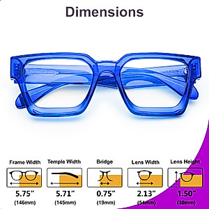 VISOONE Blue Light Blocking Glasses Rectangle Chic Preppy Look MultiColor Frame for Women Men RIVER