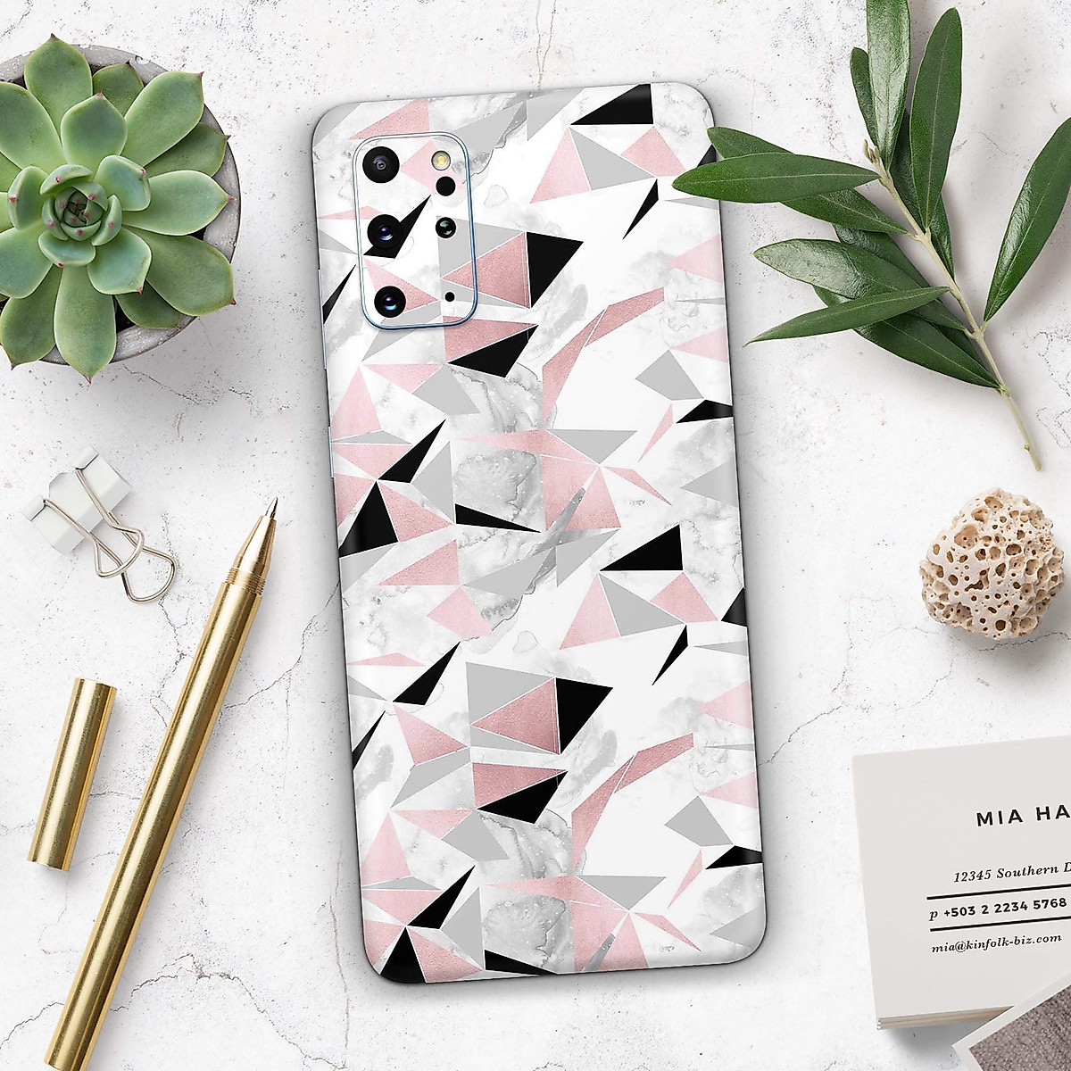 DesignSkinz Karamfila Marble & Rose Gold v7 Protective Vinyl Decal Wrap Skin Cover Compatible with The Samsung Galaxy S20 (Screen Trim & Back Glass Skin)