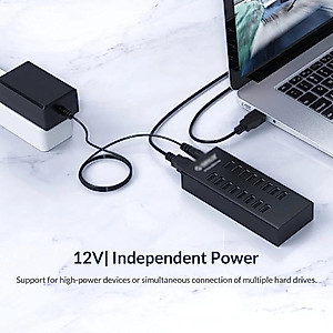 SHYPT 16 Port USB2.0 Hub with 12V2A Power Adapter 3.3Ft / 1M Data Cable for MacBook Air Laptop PC Tablet
