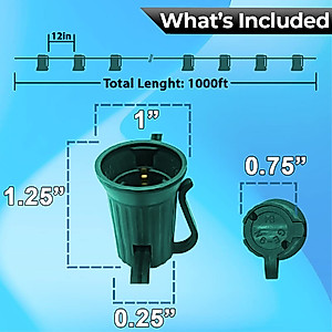 MIK Solutions 1000 Feet C9 Christmas Spool Green Wire with Socket Stringer Bulk Reel, 12" Spacing, Intermediate Base (C9/E17), SPT-1 (1000, 1000Ft)