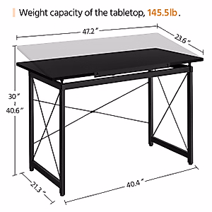 Yaheetech 47"x 24" Drafting Table Drawing/Crafting Table/Desk Art Desk for Artists Tilting Tabletop Basic Drawing Painting Writing Station Studying Desk with Adjustable Tabletop & Pencil Ledge Black
