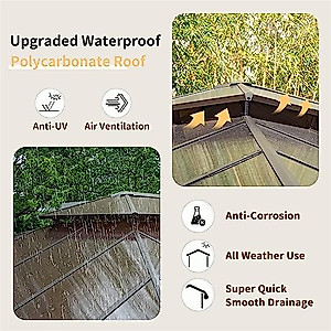 Goohome 12 x 16FT Hardtop Gazebo, Aluminum Frame Double Roof Gazebo with Mosquito Net and Curtains, Outdoor Permanent Hard Top Waterproof Pergola for Shade and Rain for Lawn, Backyard, Deck, Poolsides