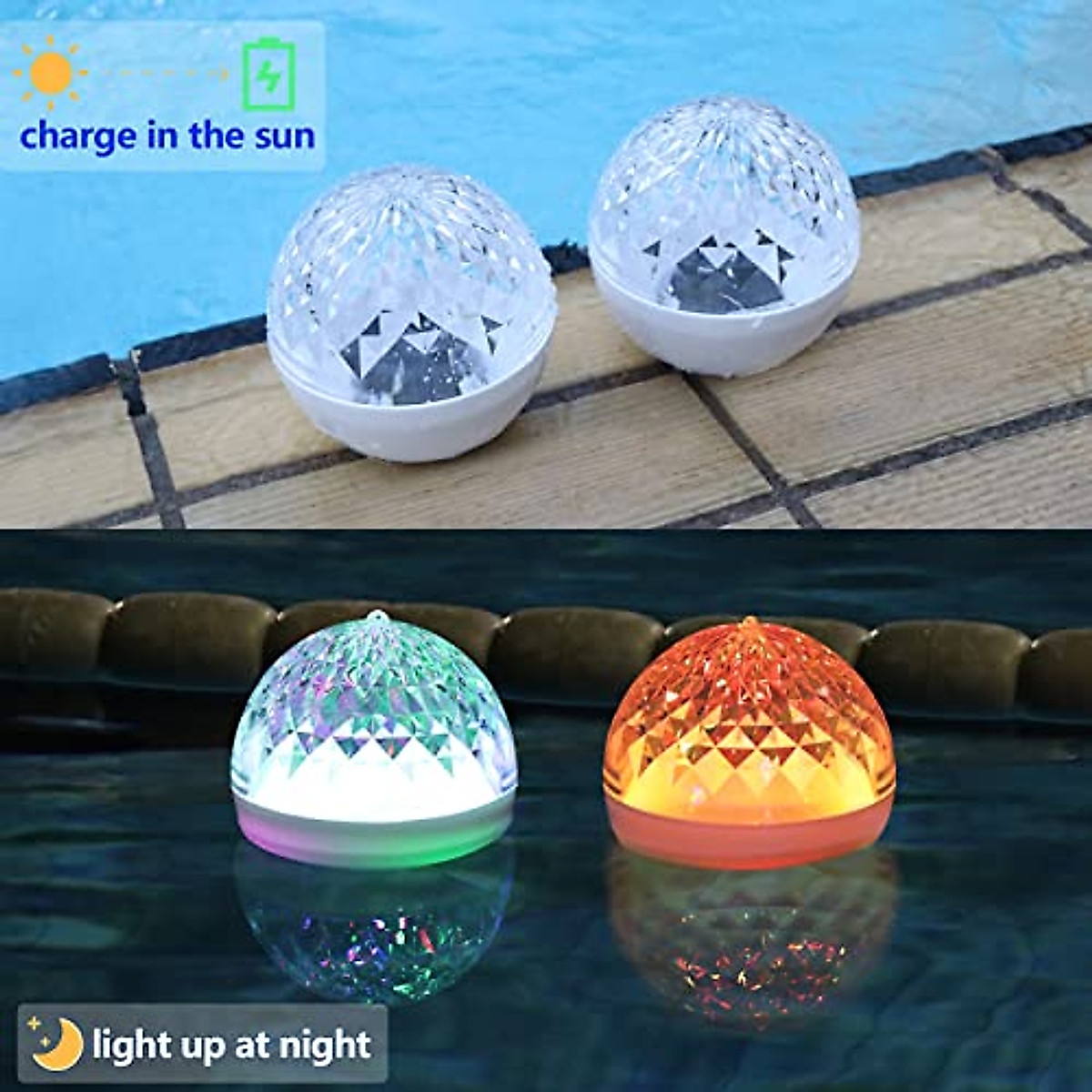 LanPool Swimming Pool Lights Solar Floating Light with Multi-Color LED Waterproof Outdoor Garden Lights,Halloween,Christmas Lights (2PCS)