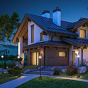 Melunar 68.5" Solar Lamp Post Lights, Waterproof Outdoor Solar Powered Vintage Street Lights for Backyard, Patio, Garden, Lawn, Pathway, Driveway, 2 Modes