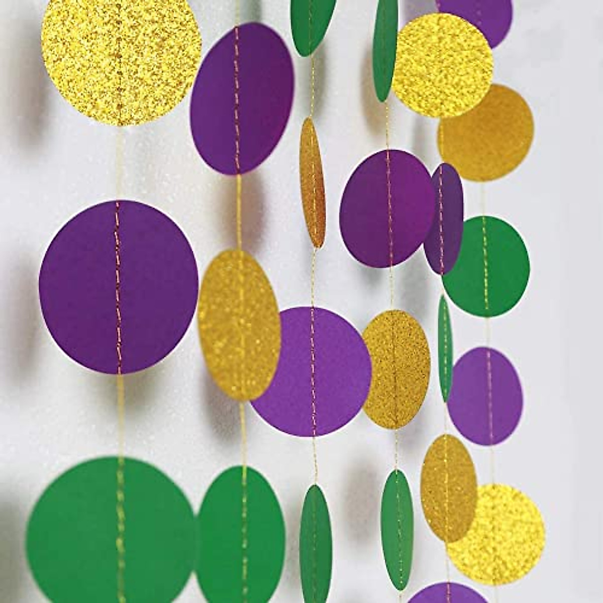Mardi Gras Decorations Fat Tuesday Decor Fat Tuesday/Shrove Tuesday Hanging Bunting Banner New Orleans Party Mardi Gras Banner Gold Purple Green Circle Dots Garland Mardi Gras Mask Sign Banner Kit