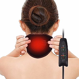 Electric Neck Heating Pad, USB Heated Neck Wrap with 3 Adjustable Temperature Levels & 3 Time Settings, Hot Compress Neck Therapy Brace for Stiffness & Soreness Relief