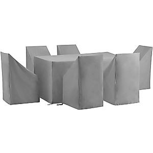 Crosley Furniture Patio Furniture Covers, Waterproof 7-Piece Cover Set for Dining, Outdoor Table and Chairs, Gray