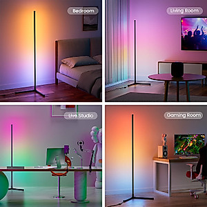 SUGUNING Corner Lamp, Light, Led Floor RGB Light Bar with Remote and App, Modern Minimalist Lit Lamp for Bedroom Living Room, Multi Lighting Modes