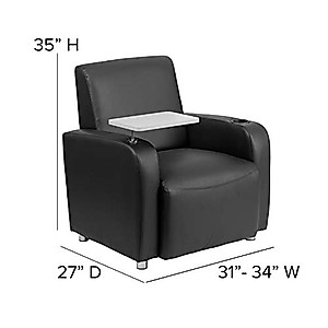 Flash Furniture Black LeatherSoft Guest Chair with Tablet Arm, Chrome Legs and Cup Holder