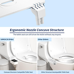 SAMSICHI Bidet Attachment for Toilet, Retractable Self Cleaning Cold Water Bidets for Existing Toilets, Bidet Toilet Seat Attachment with Pressure Controls, Bidet Attachment for Frontal & Rear Wash