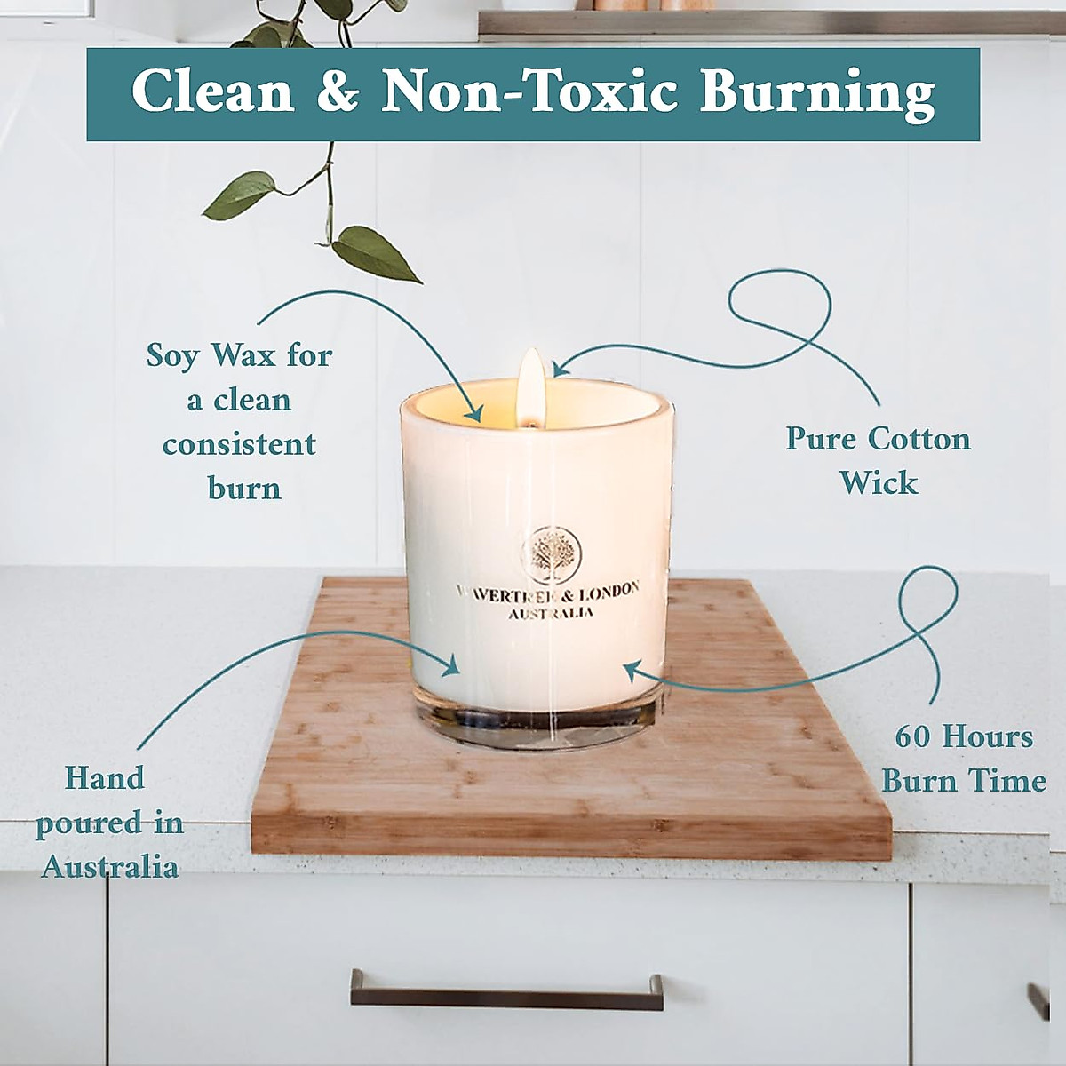 Wavertree & London Organic Beach Scent Soy Wax Candle | Non Toxic 100% Cotton Wick Triple Scented Pure Natural Soy Wax Candles, Hand Poured in Australia | 60 Hours Burning Time, 11.66 Oz
