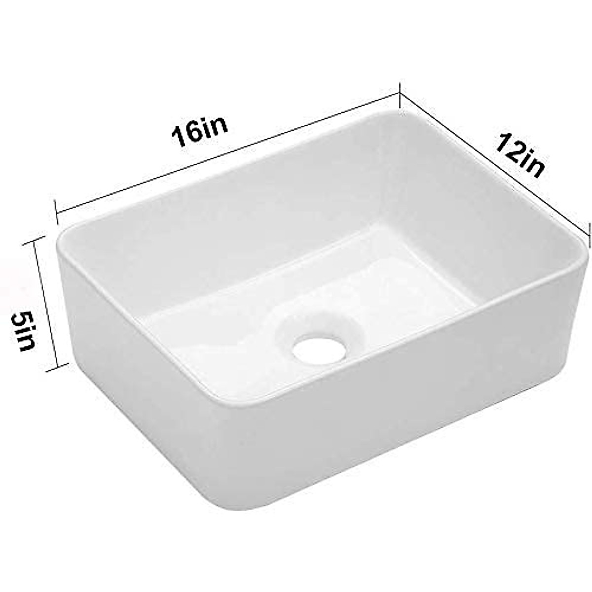 Vessel Sink Rectangular - Sarlai 16" x 12" Modern Rectangle Bathroom Sink Above Counter White Porcelain Ceramic Bathroom Vessel Vanity Sink Art Basin