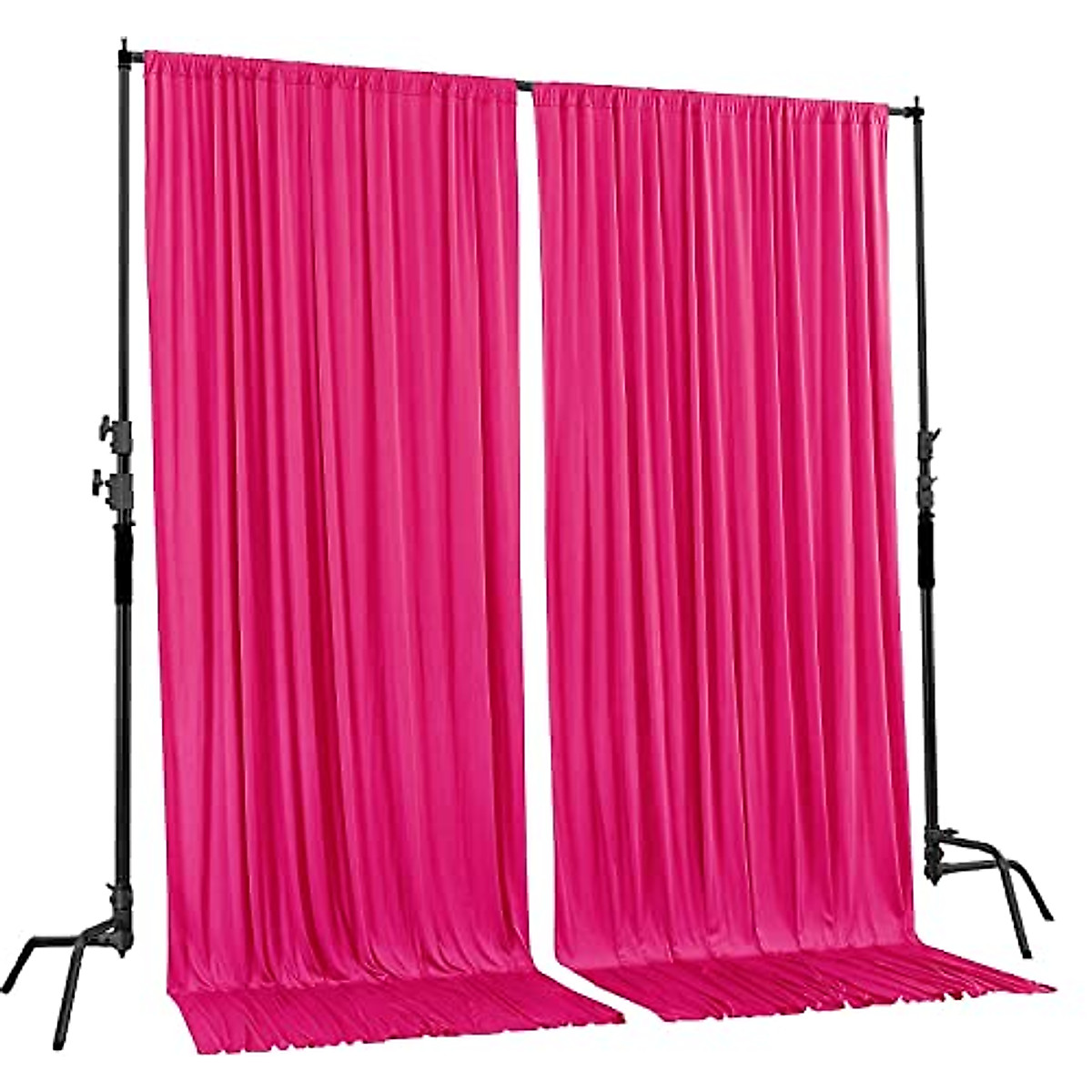 AK TRADING CO. 10 feet x 10 feet Polyester Backdrop Drapes Curtains Panels with Rod Pockets - Wedding Ceremony Party Home Window Decorations - Fuchsia (DRAPE-5x10-FUCHSIA)