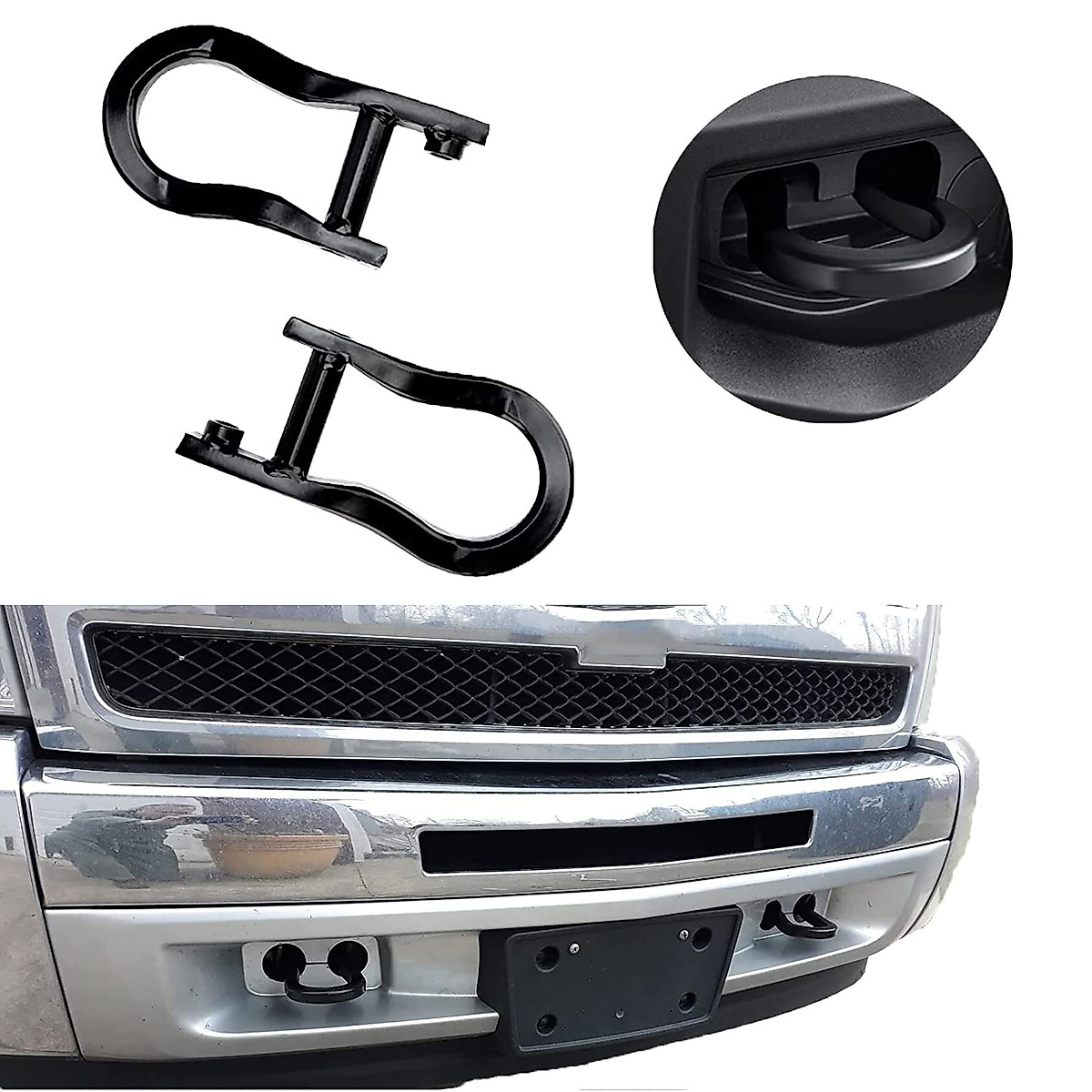 munirater 2PCS Tow Hooks Black Replacement for 2016-2018 Sierra 1500 and 2014-2018 Silverado 1500 84072463 Pair