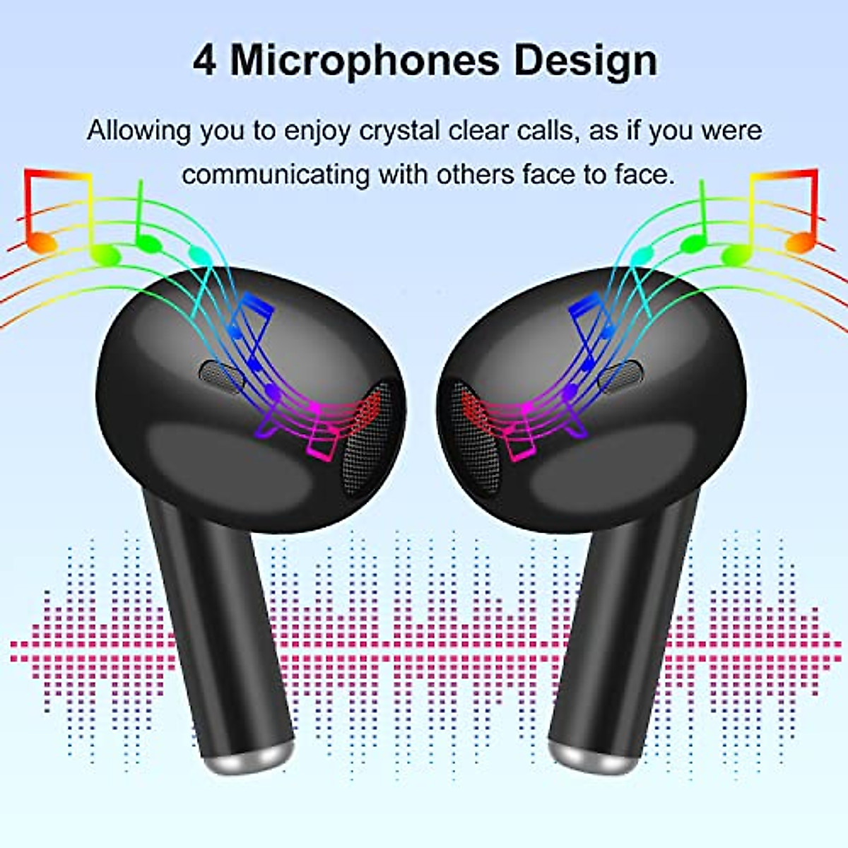 Bluetooth Headphones True Wireless Earbuds 60H Playback LED Power Display Earphones with Wireless Charging Case IPX7 Waterproof in-Ear Earbuds with Mic for TV Smart Phone Computer Laptop Sports