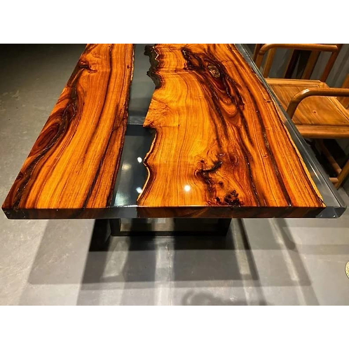 Personalized LARGE EPOXY TABLE, Resin Dining Table for 2, 4, 6, 8 River Dining Table Top, Wood Epoxy Coffee Table Top, Living Room Table (without Stand, 24 x 12inches)