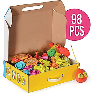 Top Race Remote Control Moving Gear Train Stem Building Toy with Lights and Sound Gift Toys for Boys 4,5,6,7,8 Year Olds | Kids Stem Building Blocks Toy (98 Pieces)