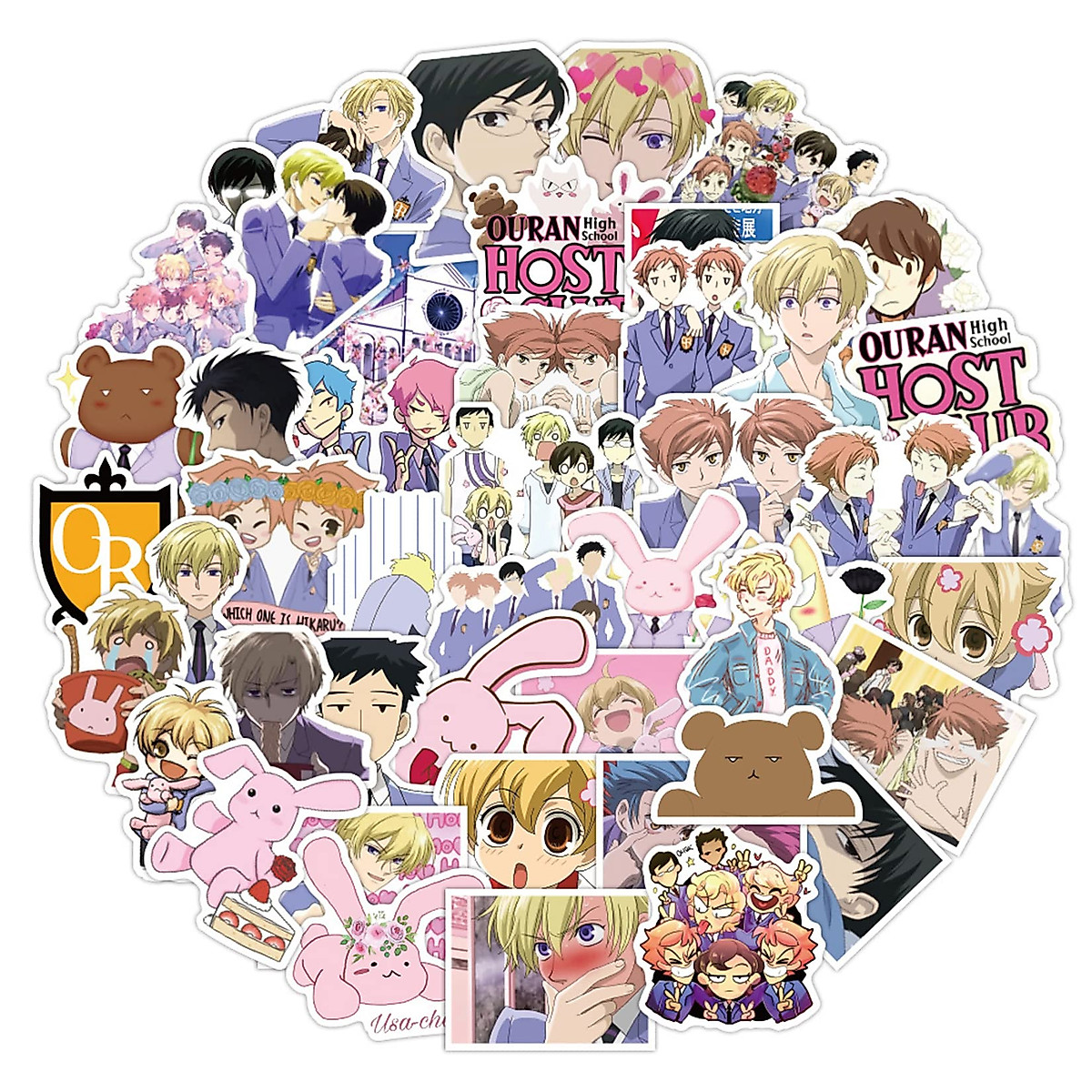 50Pcs Ouran High School Host Club Waterproof Stickers for Laptop Cellphone Water Bottle Skateboard Luggage Car Bumper JXQX (JS010)
