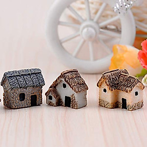 Veemoon 4 pcs Fairy Garden Mini House Miniature Fairy Garden DIY Artificial Gardening Micro Landscape Accessories for Succulent Planting Terrarium Bonsai Random Style