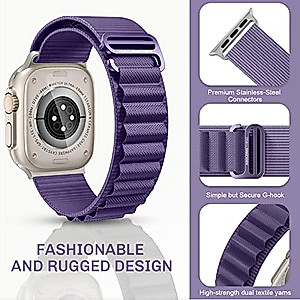 AMAZINGthing Titan Sport Watch Band for Apple Watch Ultra SE Series 9 8 7 6 5 4 3 2 1, Rugged Alpine Loop Watch Strap for iWatch 49mm 45mm 44mm 42mm 41mm 40mm 38mm, Purple