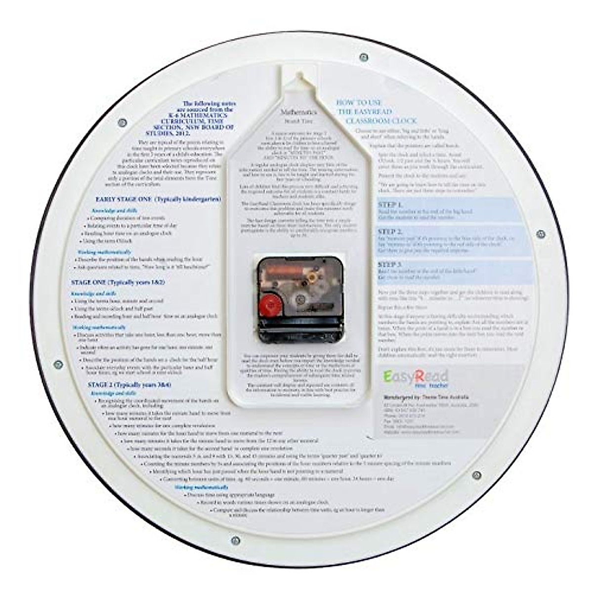 ertt Teaching Wall Clock - Learn The Time Wall Clock - Kids Analog Clock for Classroom, Playroom, Bedroom, Educational Room Decor - School Clock for Kids with Red Blue Face (35cm)