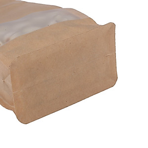100PCS Brown Kraft Stand-Up Side Gusset Zip Top Lock Bags w/Window 12x22+6cm (4.7x8.6+2.3")