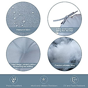 COZPLEN Outdoor Round Bistro Chair Cushions, 15 inch Round Seat Cushions for Outdoor Patio Chairs, Set of 2, Mix Blue/Grey